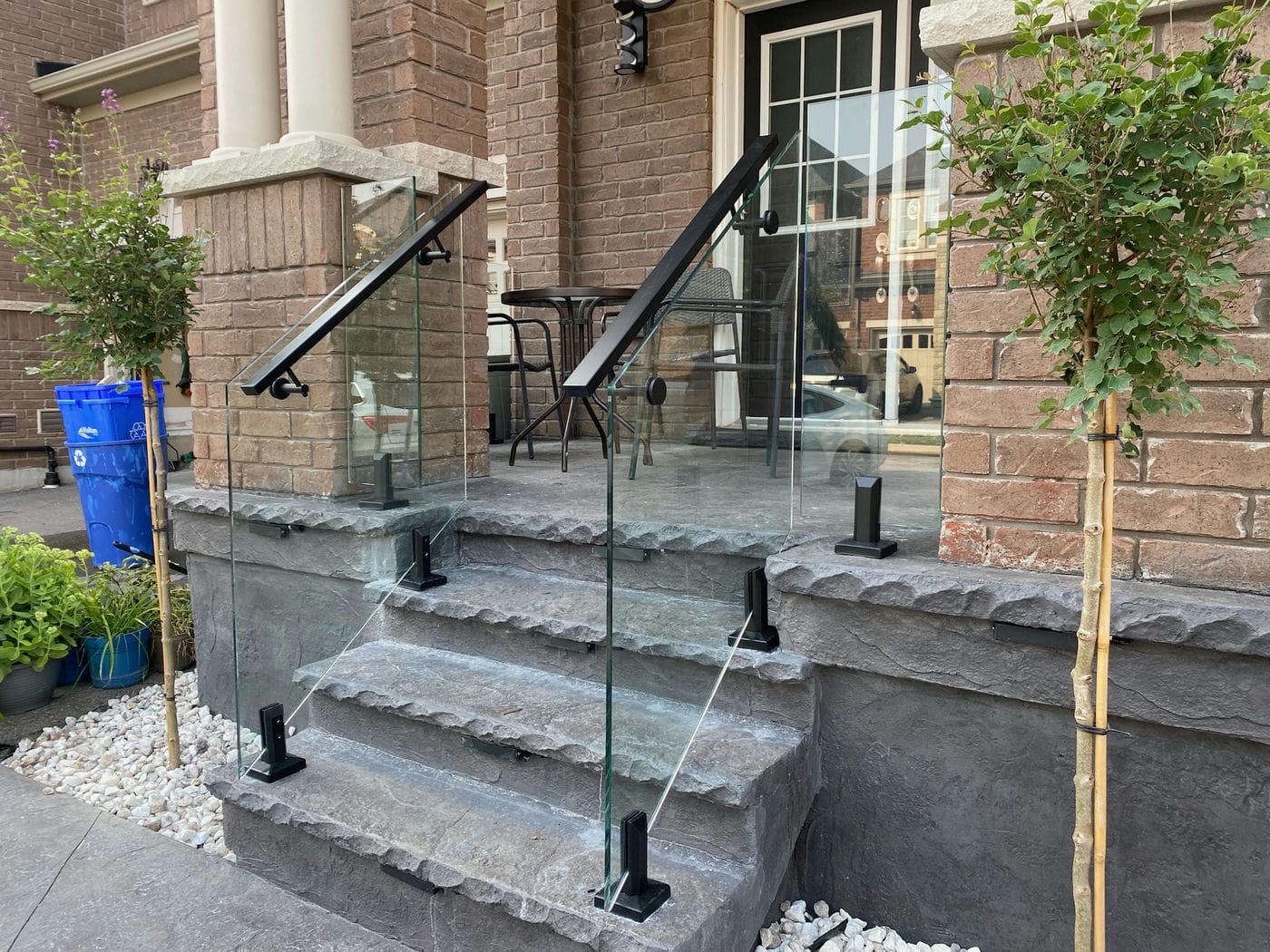 Past Projects | Oakville Frameless Glass Railings with Black Accent